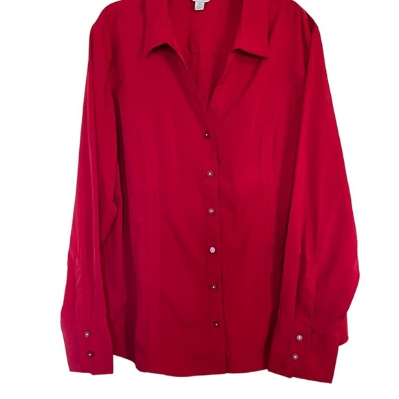 Cato | Tops | Est 946 Catos Red Sparkle Button Down Top | Poshmark
